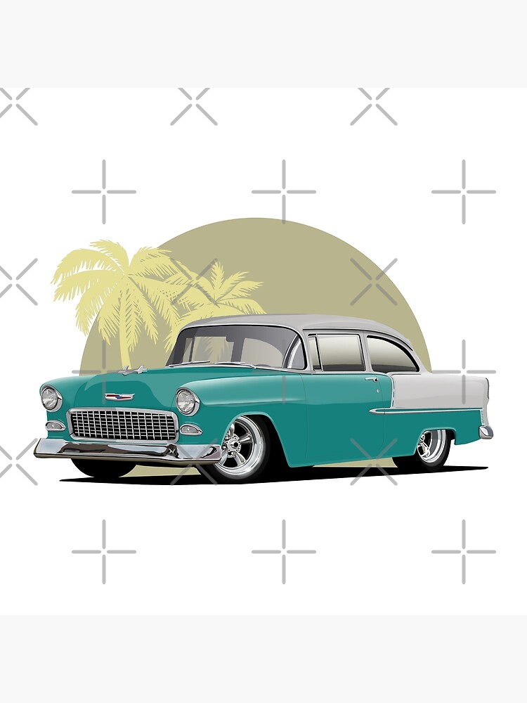 "Turquoise 1955 Chevy Bel Air 2 Door with palm tree background" Poster ...