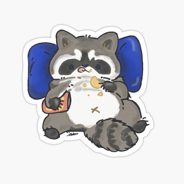 "Raccoon eating chips" Sticker for Sale by ionax123 | Redbubble