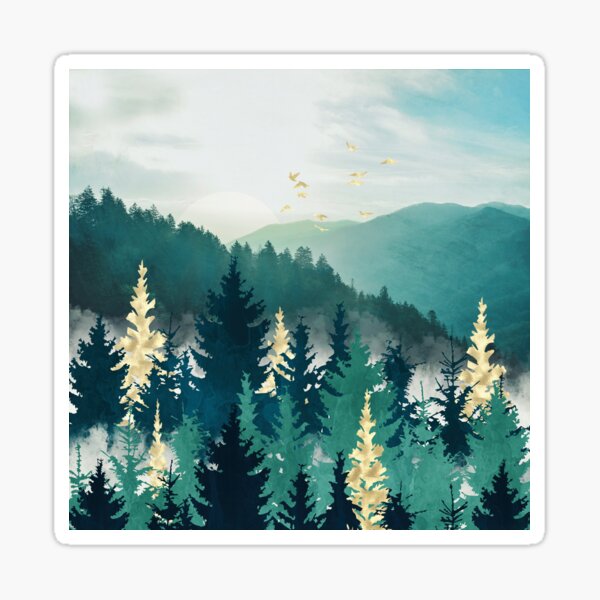 "Blue Forest Mist" Sticker for Sale by spacefrogdesign | Redbubble