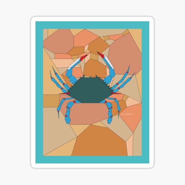"Geometric Blue Crab" Sticker for Sale by Caseymakesart | Redbubble