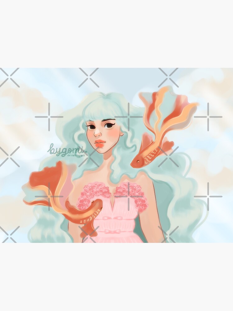 Pegatina «Chica con peces mágicos» de gomi-studio | Redbubble