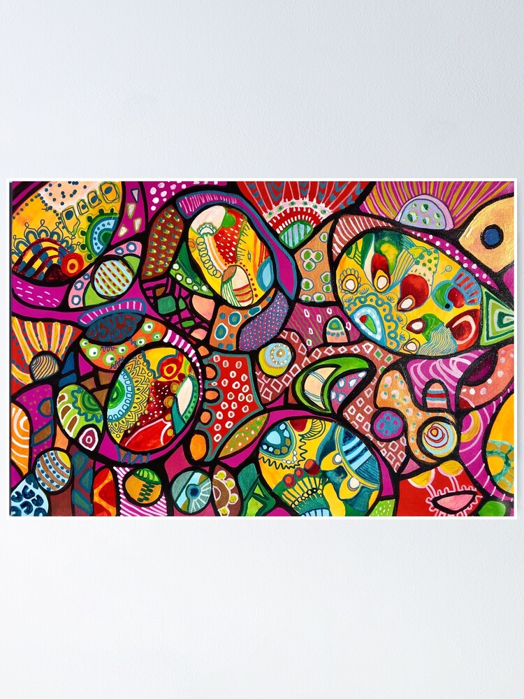 "31. BIRTHDAY CAKE, psychedelic, colorful, doodles, subconscious, bold ...