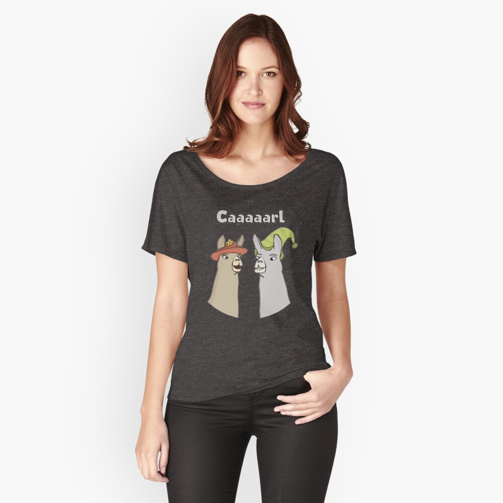 "Llamas with Hats - Caaaarl" Essential T-Shirt for Sale by Jclee4 ...