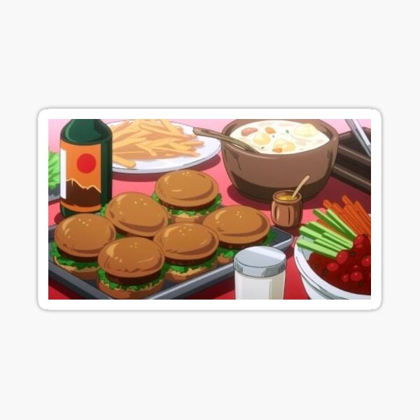 "Anime hamburger- hamburger, sliders, fats foods, animation" Sticker ...