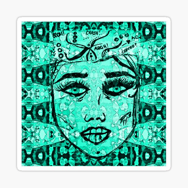 "Turquoise Face" Sticker for Sale by JilClaireArt | Redbubble