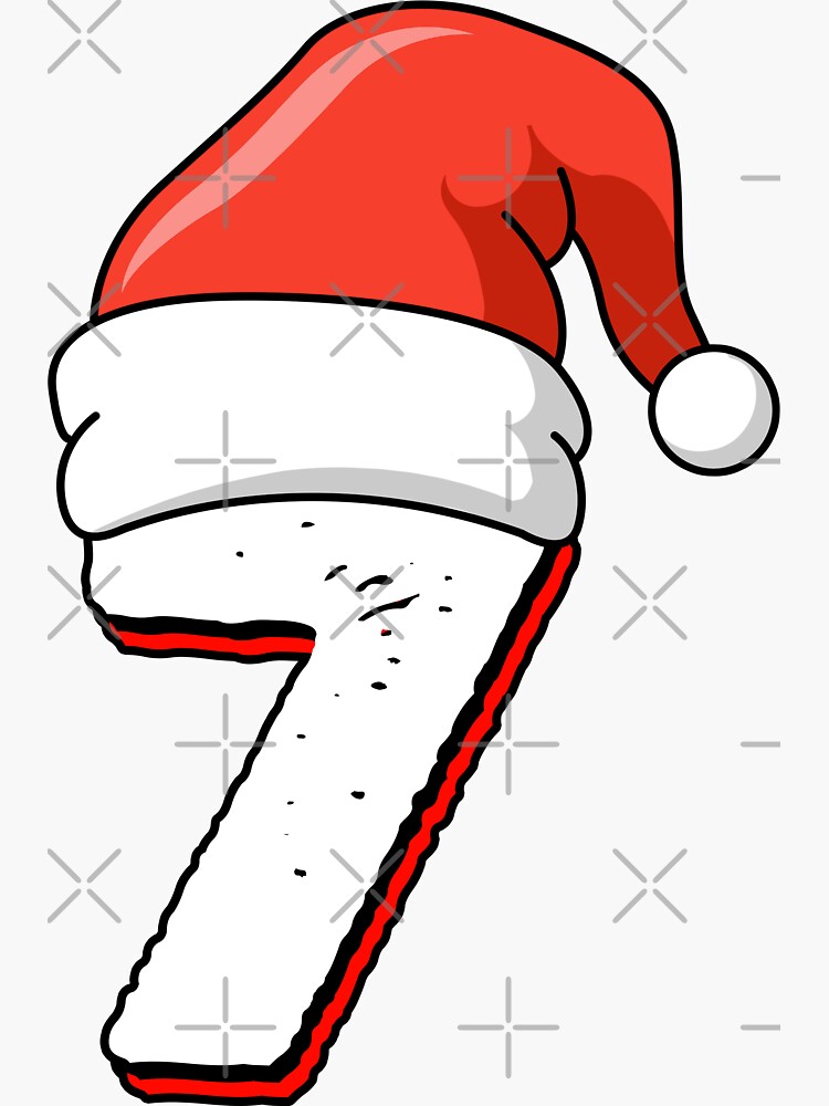"7th Birthday Christmas Santa Hat 7 Years Old Boy Girl Kid" Sticker for ...