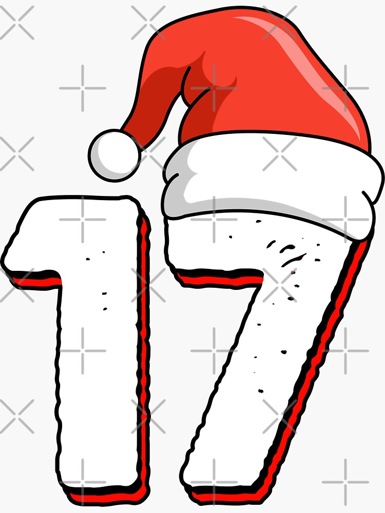 "17th Birthday Christmas Santa Hat 17 Years Old Boy Girl Kid" Sticker ...