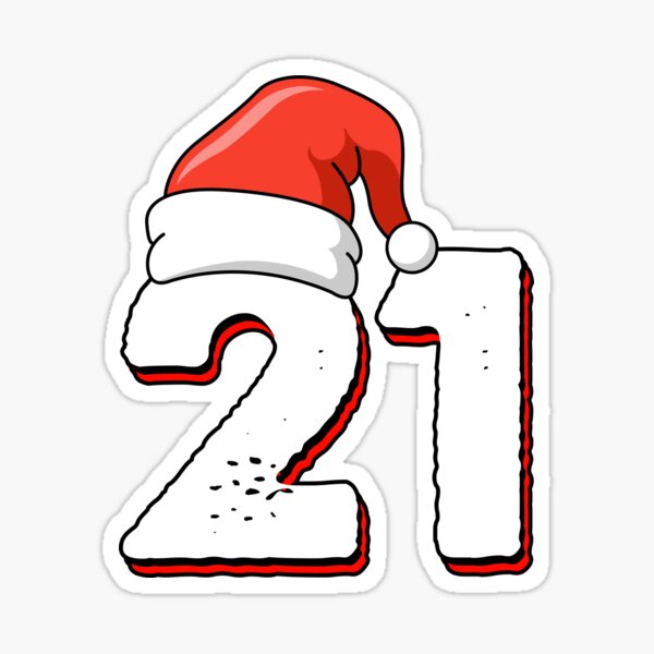 "21th Birthday Christmas Santa Hat 21 Years Old Mens Womens" Sticker ...