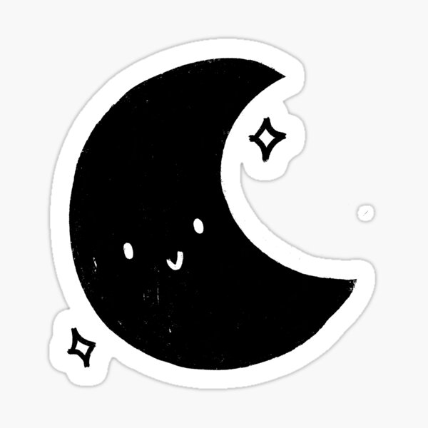 "Cute Black Moon " Sticker for Sale by TheCoffeeCat | Redbubble