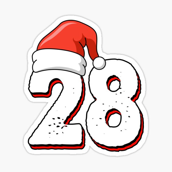 "28th Birthday Christmas Santa Hat 28 Years Old Mens Womens" Sticker ...