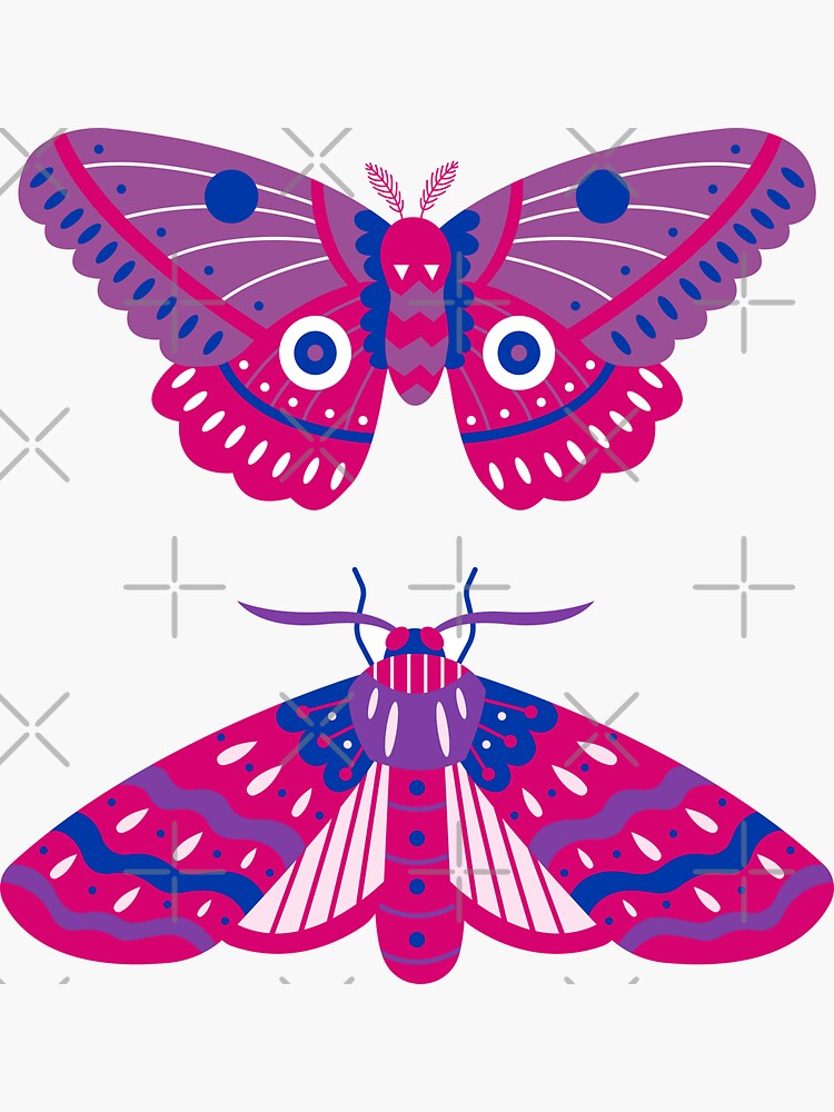 "Subtle Bi Pride Flag Colored Moths " Sticker for Sale by Wanderior ...
