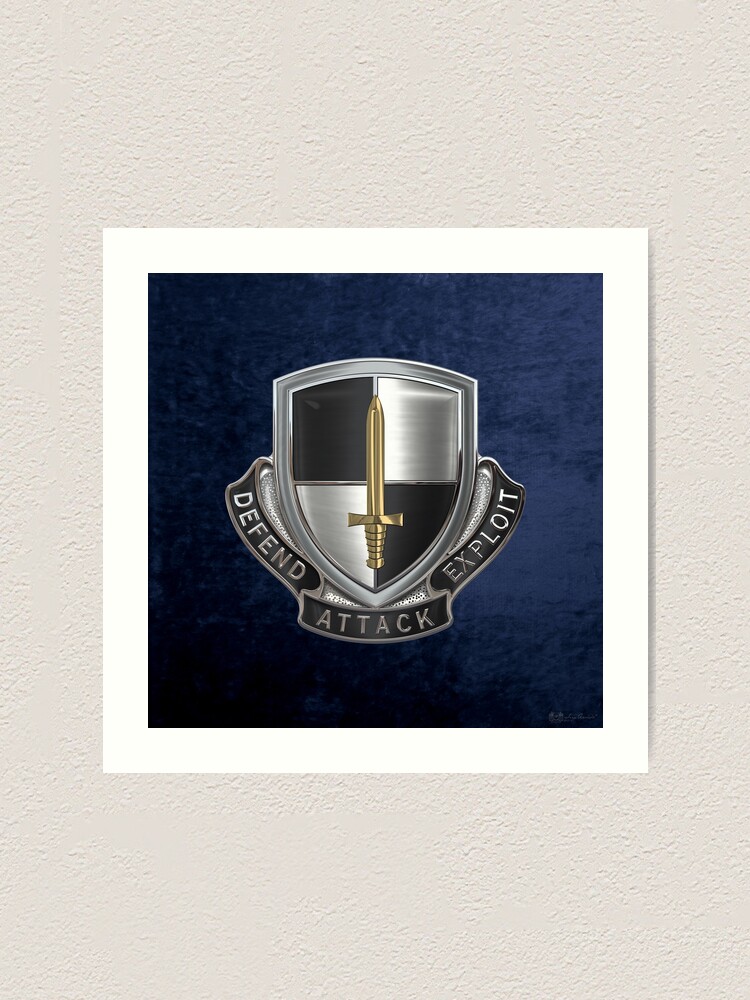 "U.S. Army Cyber Corps - Regimental Insignia over Blue Velvet" Art ...