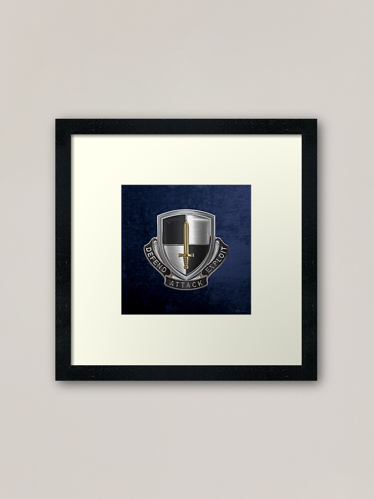 "U.S. Army Cyber Corps - Regimental Insignia over Blue Velvet" Framed ...