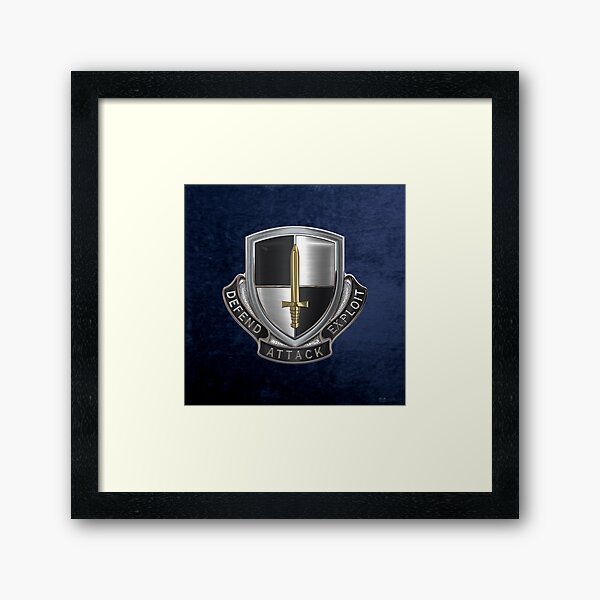 "U.S. Army Cyber Corps - Regimental Insignia over Blue Velvet" Framed ...