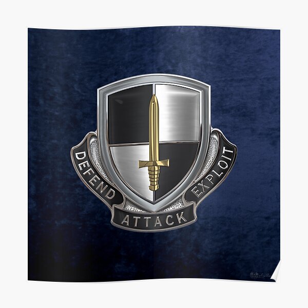 "U.S. Army Cyber Corps - Regimental Insignia over Blue Velvet" Poster ...