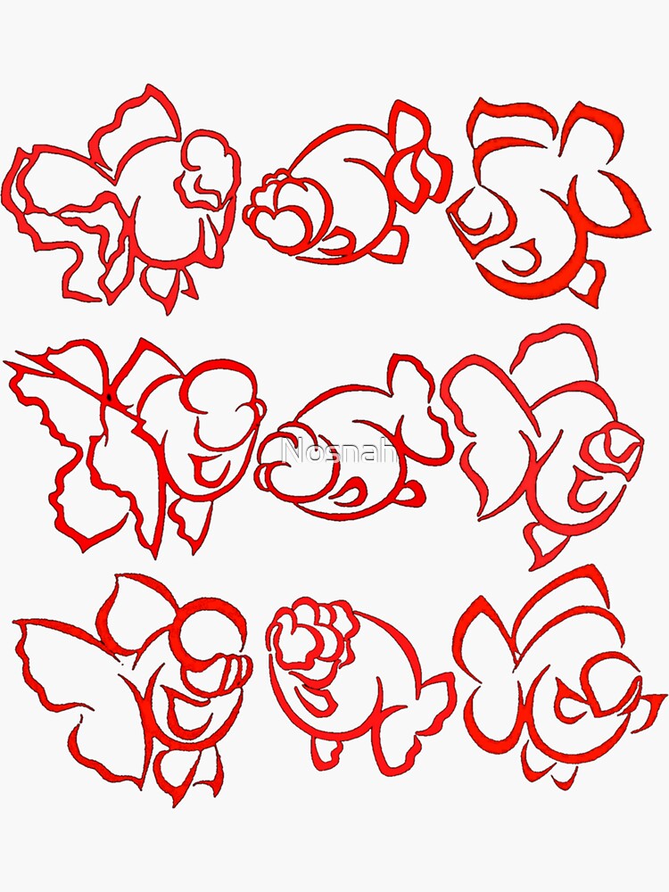 "Oranda Ranchu Ryukin Logo 0517" Sticker by Nosnah | Redbubble