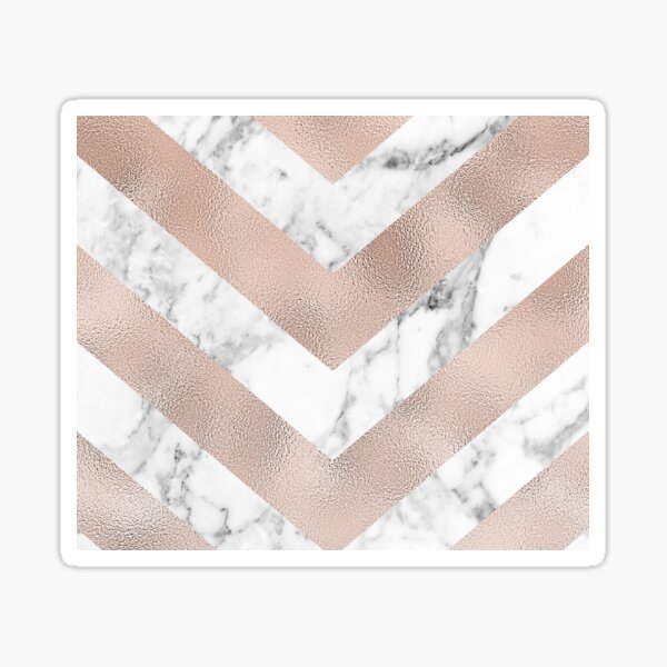 "Rose gold marble chevron" Sticker by peggieprints | Redbubble