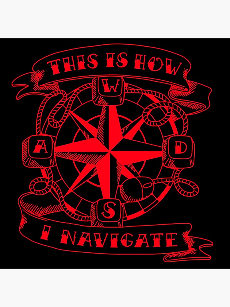 "WSAD gamer compass in retro style red" Poster for Sale by ...