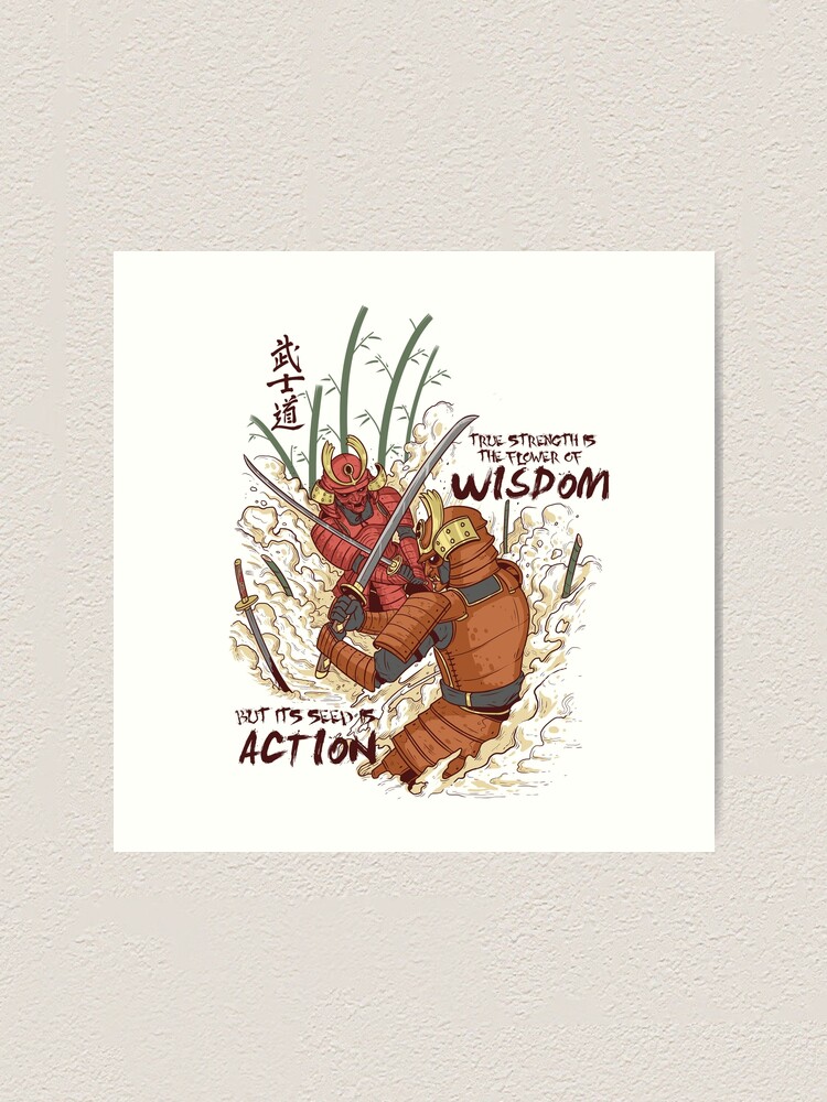 "Japanese Samurai Warriors Cartoon - Bushido Code" Art Print for Sale ...