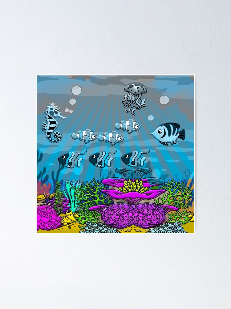 Póster «Camiseta de dibujos animados The Simpsons Fish Tank, Seahorse ...