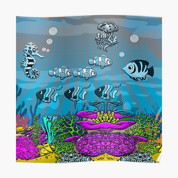 Póster «Camiseta de dibujos animados The Simpsons Fish Tank, Seahorse ...