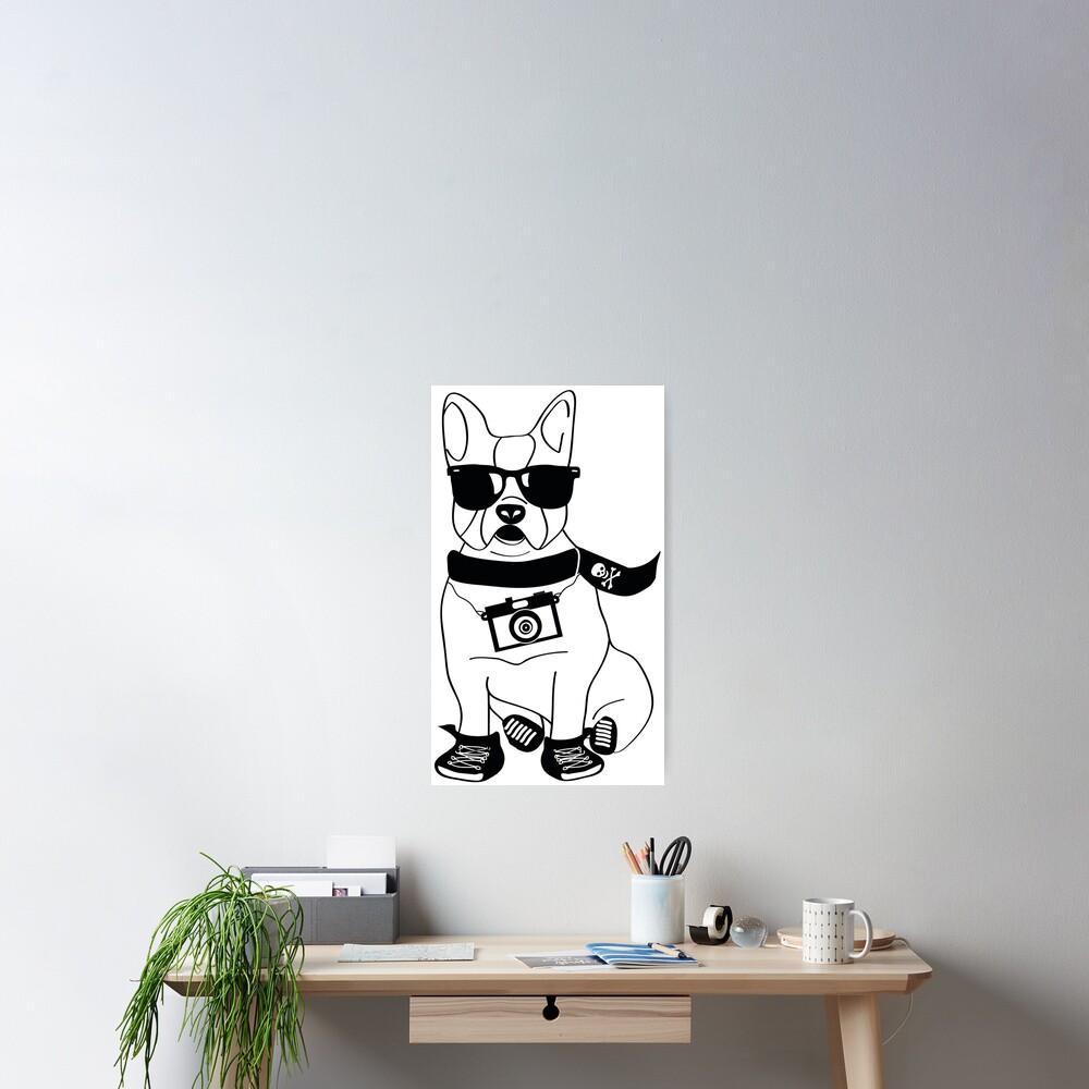 "Hipster French Bulldog - Cute Dog Cartoon Character - Frenchie" Poster ...