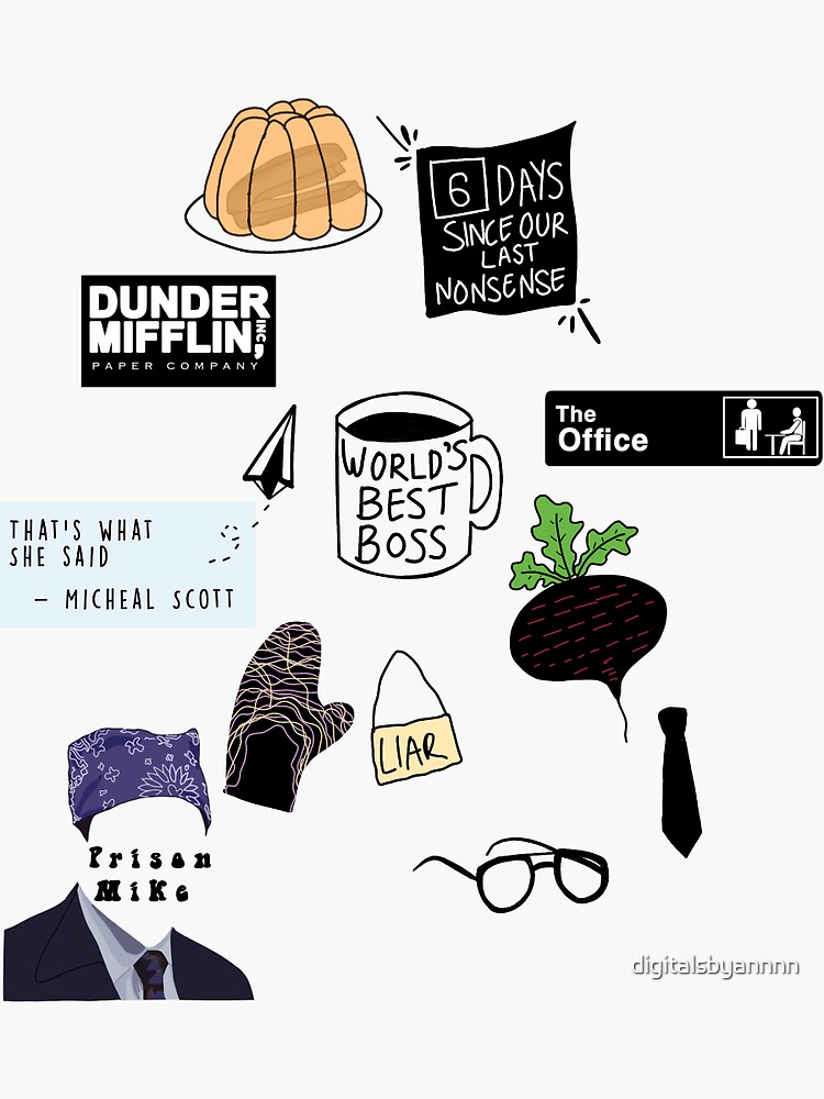 "The Office sticker pack " Sticker for Sale by digitalsbyannnn | Redbubble