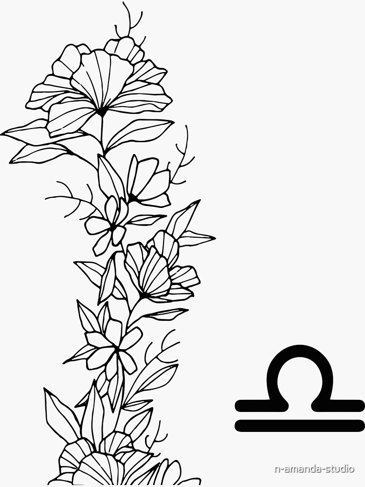 "Zodiac Horoscope Sign Libra Flower" Sticker by n-amanda-studio | Redbubble