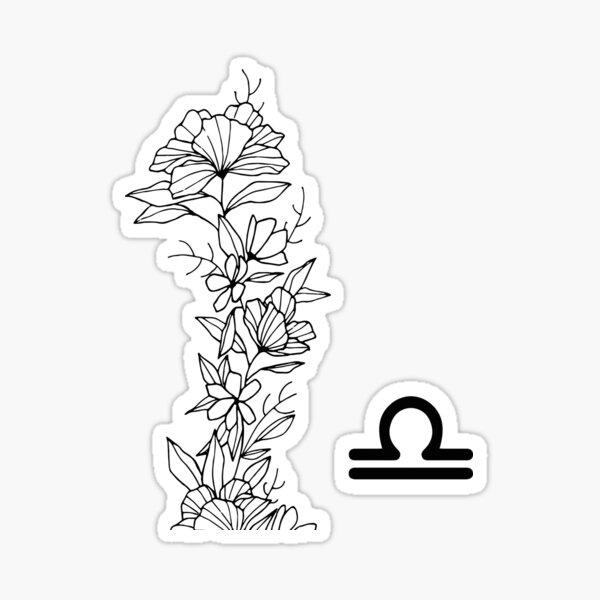 "Zodiac Horoscope Sign Libra Flower" Sticker by n-amanda-studio | Redbubble