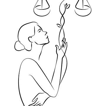 "Libra Zodiac Sign, Minimalist, Modern Line Art, Rose, Astrology" Art ...