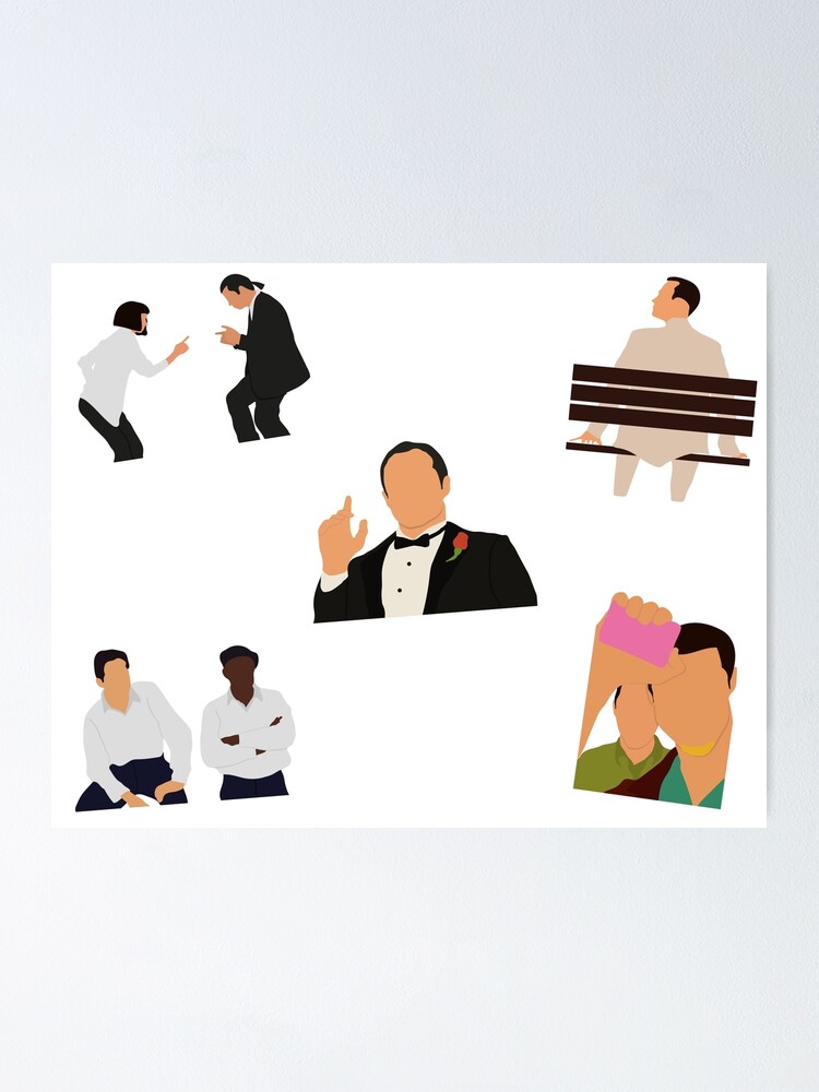 "Best movies stickers pack. pulp fiction, the godfather, forrest gump ...