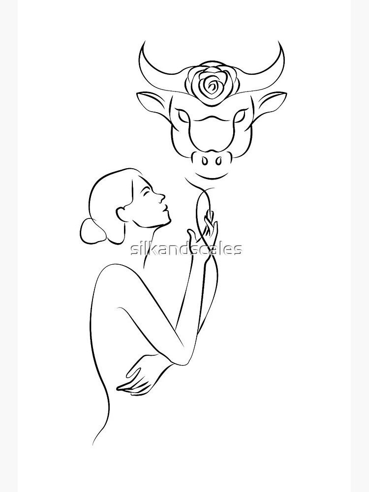 "Taurus Zodiac Sign, Minimalist, Modern Line Art, Rose, Astrology" Art ...