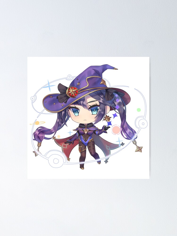 "Genshin Impact Chibi Mona Sticker" Poster for Sale by sketchmoestudio ...
