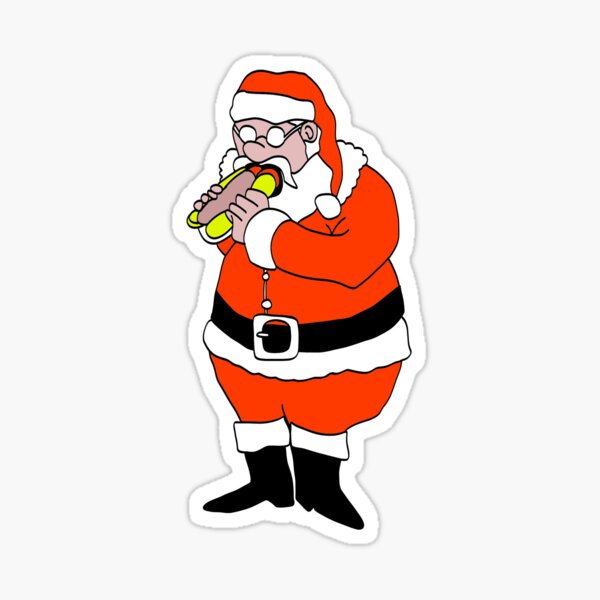 "Hot Dog Santa" Sticker for Sale by SeldomSkyArt | Redbubble