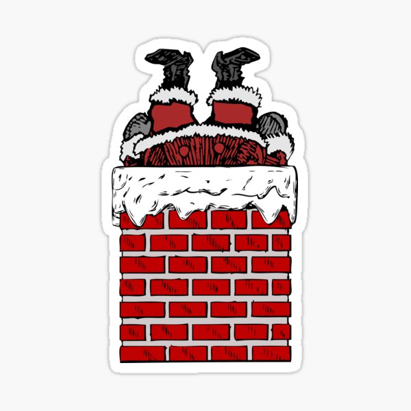 "Santa Stuck in the Chimney " Sticker for Sale by ArtEntwined | Redbubble