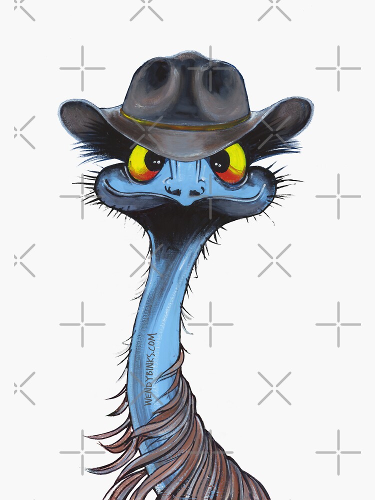 "emu with akubra" Sticker for Sale by wendy Binks | Redbubble
