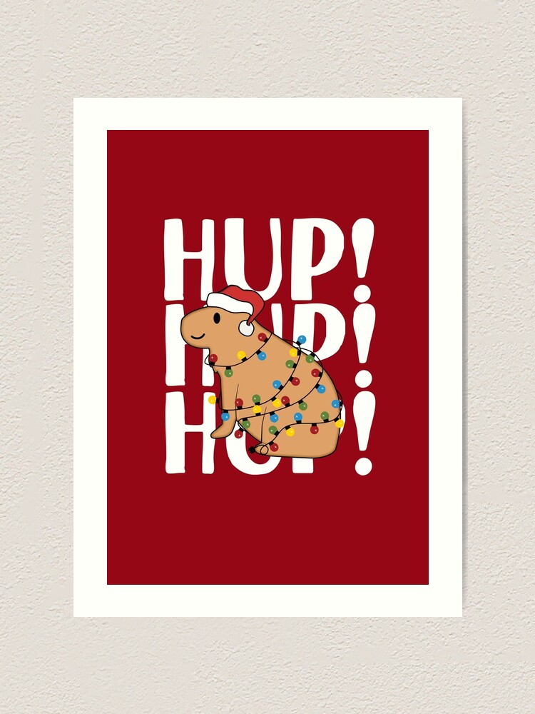 Impression artistique « Capybara emmêlé les lumières de Noël HUP HUP ...