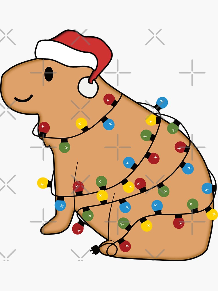 "Capybara tangled up Christmas Lights HUP HUP HUP" Sticker for Sale by ...