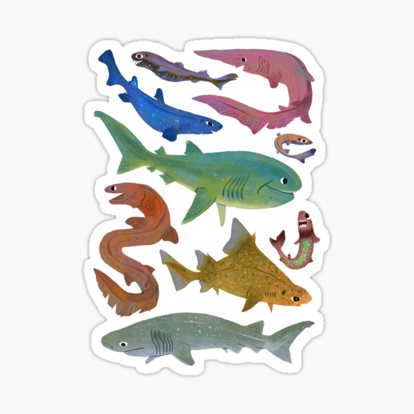 "Starry Deep Sea Sharks" Sticker for Sale by salami-spots | Redbubble