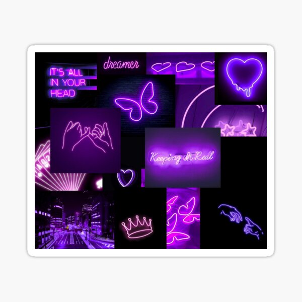 "Purple Aesthetic Collage" Sticker by serenadesigns | Redbubble