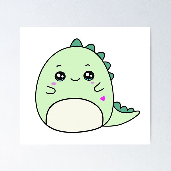 "Kawaii Baby Dinosaur Cute Blushing Dino Heart Animals" Poster for Sale ...