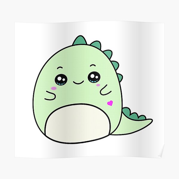 "Kawaii Baby Dinosaur Cute Blushing Dino Heart Animals" Poster for Sale ...