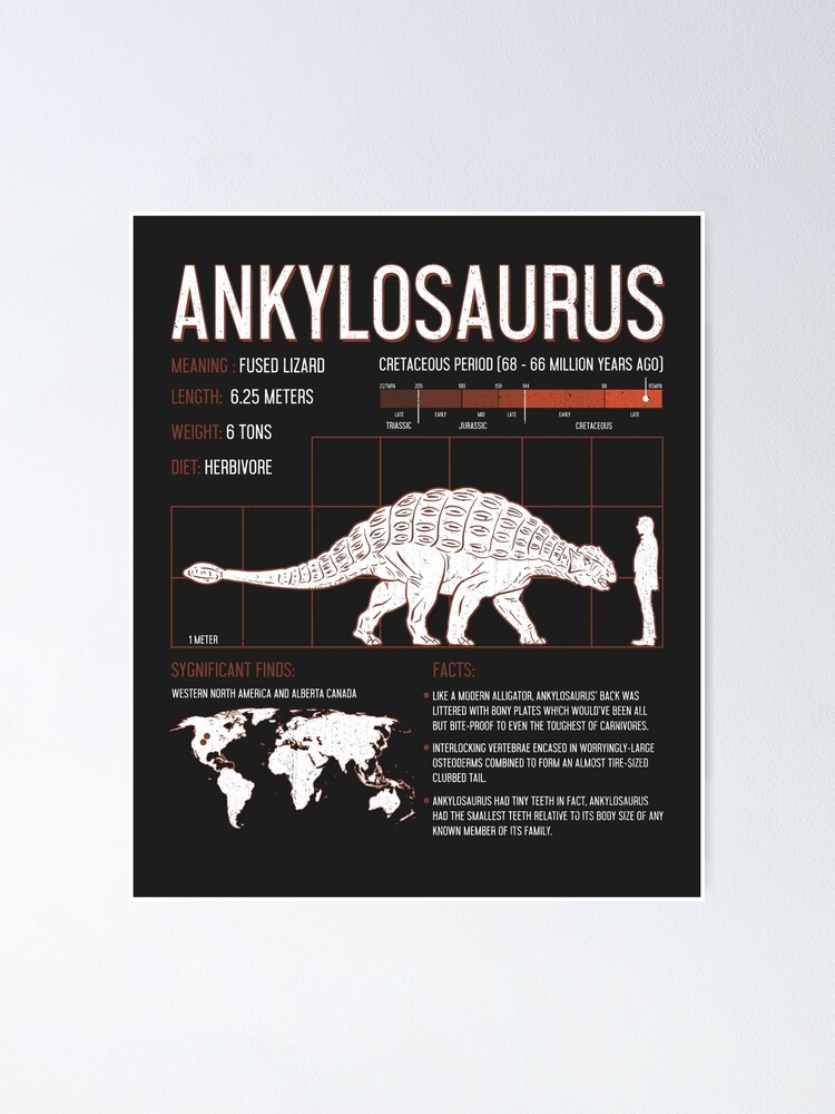 "Ankylosaurus Dinosaur Facts Mens Womens Kids Science" Poster by ...