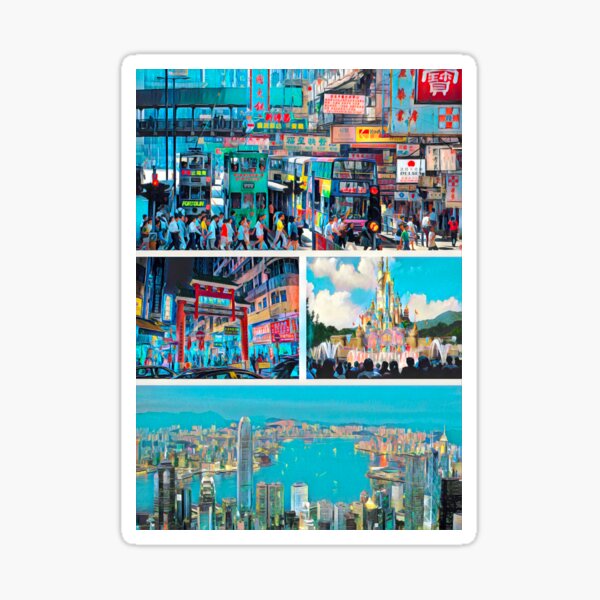 "Hong Kong Landmarks" Sticker by Sofia-Draws | Redbubble