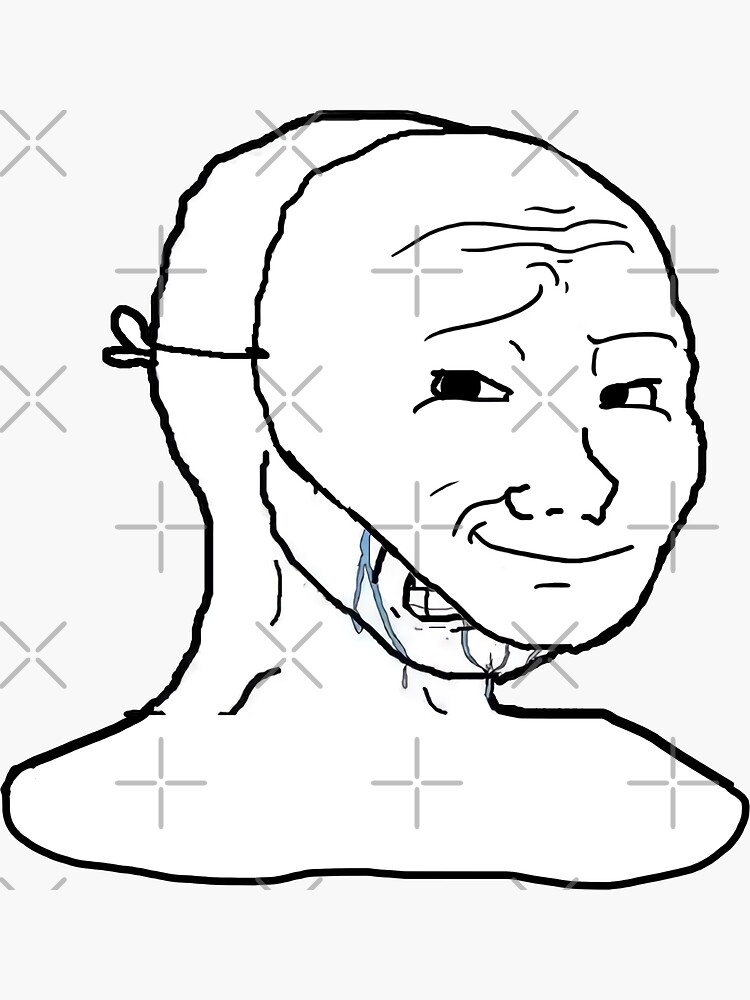 "WOJAK FAKE SMILE" Sticker for Sale by bernarrparks | Redbubble