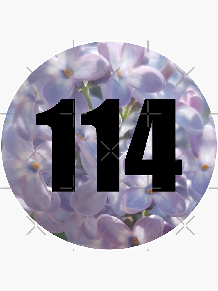 "number one hundred and fourteen (114) purple lilac flowers" Sticker by ...