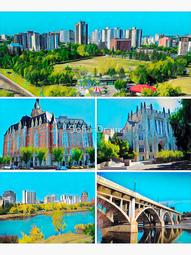 "Saskatoon Landmarks" Sticker for Sale by Sofia-Draws | Redbubble