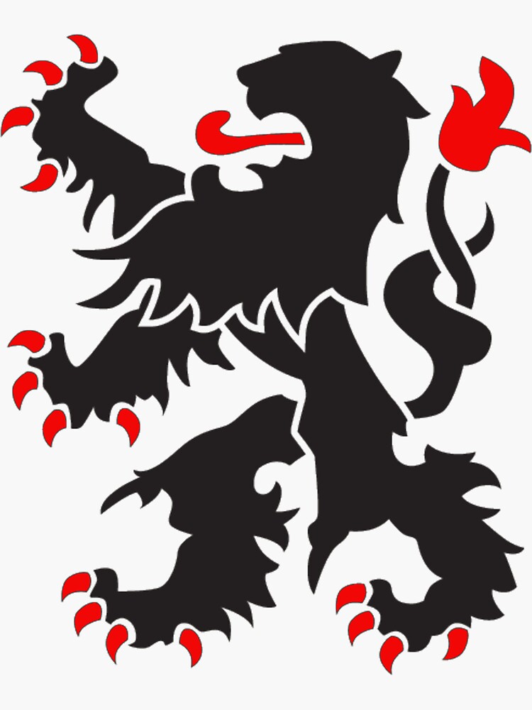 "Flanders black and red" Sticker by Wyngaard59 | Redbubble