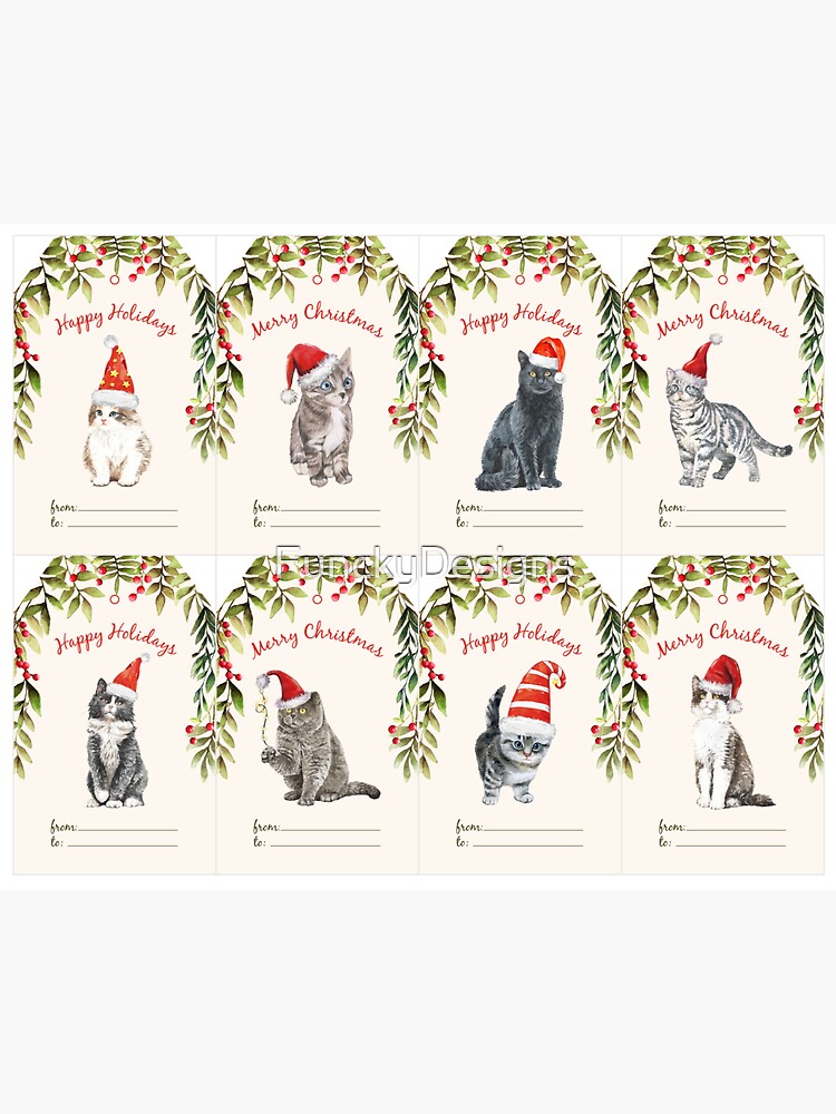 "Merry Christmas Cat Gift Tags Collection 2 Stickers" Sticker for Sale ...