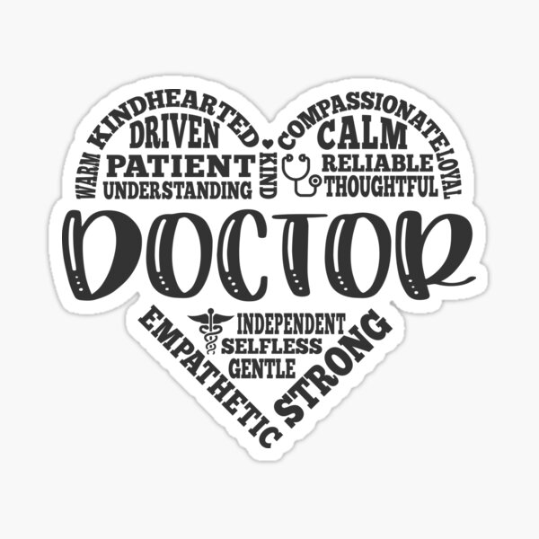 "Doctor, Physician, MD, PCP heart" Sticker for Sale by brackerdesign ...